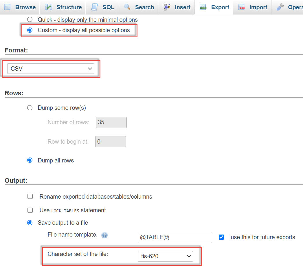 แก้ปัญหา export ภาษาไทยเพี้ยน ของ MySQL ใน phpMyAdmin - KhonKaen Dev